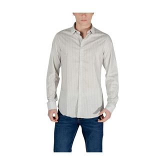A|X Armani Exchange Homme, Chemises, Beige, Taille: 2XS Chemise &agrave; Manches Longues Imprim&eacute;e Int&eacute;gralement