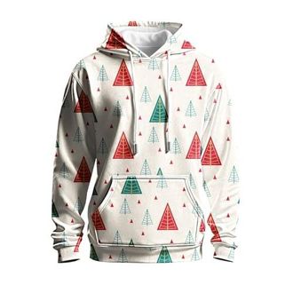 Generic Sweat à capuche de Noël amusant pour homme - Tenue de Noël surdimensionnée - Haut à manches longues - Pull en patchwork à carreaux - Costume de Noël t