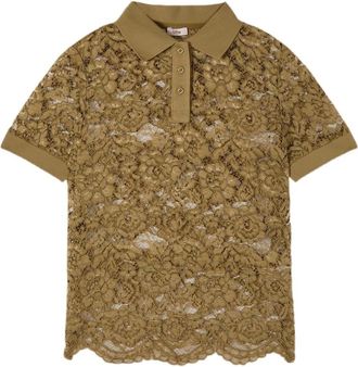 Oltre Femme, Tops, Vert, Taille: 40 FR T-shirt Polo en Dentelle