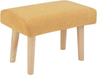 Beliani Tabouret dAppoint Moderne R&eacute;tro en Tissu Tapiss&eacute; Jaune et Pieds en Bois Takoma II