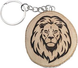 Generico Porte-cl&eacute;s en bois naturel avec lion, roi de la for&ecirc;t