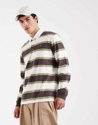 Levi's sweat-shirt classique &agrave; rayures rugby marron-Bleu