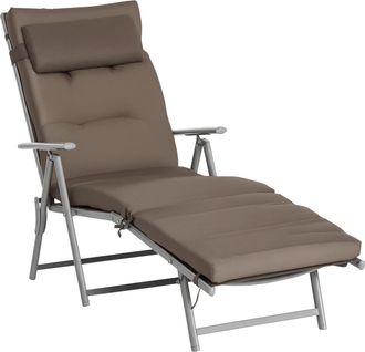 OUTSUNNY Sonnenliege klappbar Strandliege mit Kopfkissen Sitzkissen Liegestuhl mit 7-Fach verstellbare R&uuml;ckenlehne Gartenliege Relaxliege bis 165 kg belastbar,