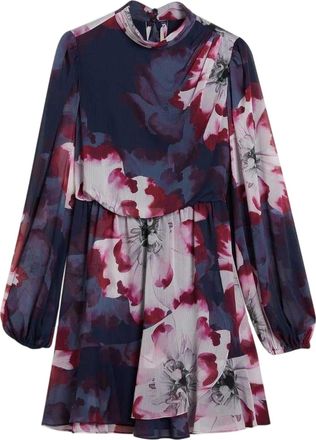Ted Baker Aracely Minikleid f&uuml;r Damen, Chiffon, Weite &Auml;rmel (Marine/Bunt)