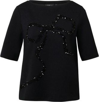 s.Oliver Kurzarmshirt T-Shirt Viskose-T-Shirt im Relaxed Fit mit Pailletten