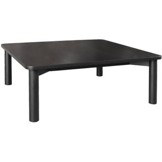 Sweeek Table basse carrée bois dhévéa placage chêne noir - 100 x 100 x 35 cm - Solène