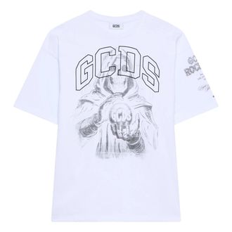 GCDS Gothic Print T-Shirt - - Tops - Herren - Wei&szlig; - XS