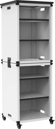 Luxor MBSCB06 Modulares Klassenzimmer-B&uuml;cherregal, schmale gestapelte Module mit Rollen und Tischplatte