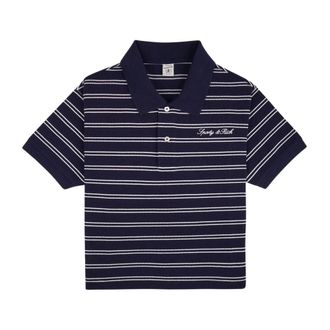 Sporty & Rich Signature Logo Polo - - Tops - Damen - Blau - S