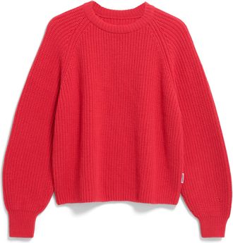 Armedangels Damen Pullover aus Bio-Woll Mix KAAGI Loose Fit Candy Apple