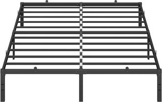 Vasagle Doppelbettgestell, Bett, 160 x 200 cm, Metallbett, Bettrahmen, Unterbettaufbewahrung, modern, Gästebett, einfacher Aufbau, tintenschwarz RMB135B01