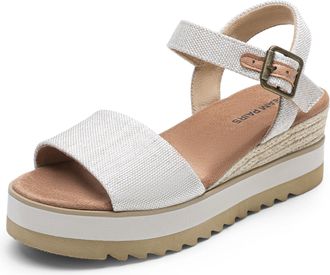 Dream Pairs Damen Espadrilles Sandalen mit offener Zehenpartie elegante Plateau Sandals zum Hineinschlüpfen,Size 40.5,Natur-Leinwand,DWUMPS2504