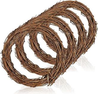 Com-Four 4X Couronne d&eacute;corative en Bois DIY pour lartisanat - Couronne en rotin pour d&eacute;corer Les fen&ecirc;tres, Les Tables et Les Portes, par Exemple (4 pi&egrave;ces - Co