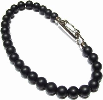 Montblanc Montblanc Onyx-Perlenarmband mit Karabinerverschluss, Größe 63