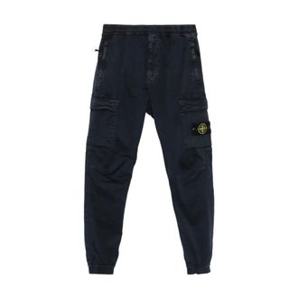 Stone Island Homme, Pantalons, Bleu, Taille: W40 Pantalon Cargo &agrave; Chevilles &Eacute;lastiqu&eacute;es