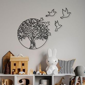 Hanah Home Stylish Black Decorative Metal Wall Accessory, 61 x 56 cm | 100% Metal, 1.5 mm Thickness | Easy Wall Mounting, Perfect for Modern Decor