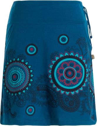 vishes kurzer Damenrock mit Mandalas in t&uuml;rkis I Gr&ouml;&szlig;e L (40-42) I Handgefertigt aus 100% Baumwolle I Rock mit breitem Bund I F&uuml;r warme & kalte Monate I Nach