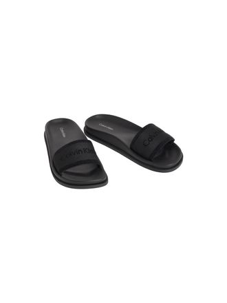 Calvin Klein Badepantolette CALVIN KLEIN CITY SANDAL MULE WEBBING, Damen, Gr. 38, schwarz, Polyester, Schuhe, Strandschuh, Pool-Slides, Flat mit CK-Logo
