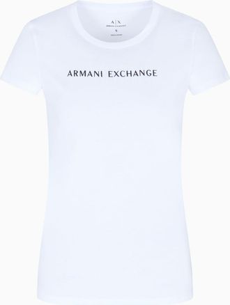 A|X Armani Exchange Womens Short Sleeve Front Bold Logo Lettering Slim fit, T-Shirt, White, S