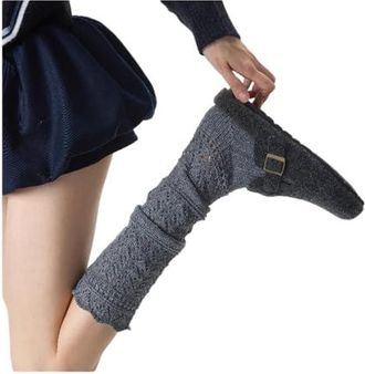 Generico Chaussettes tricot&eacute;es vintage l&eacute;g&egrave;res au mollet pour le printemps (2 paires), Dark Gray, Taille Unique