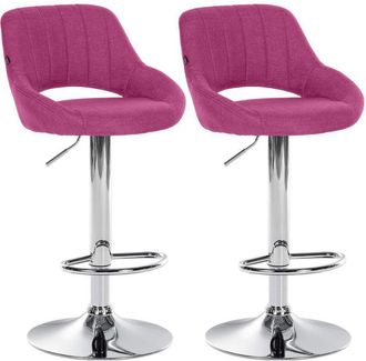 Clp Lot de 2 tabourets de bar Milet en tissu Violet M&eacute;tal chrom&eacute;