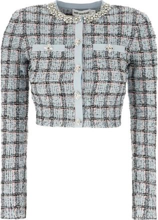 Self Portrait Femme, Vestes, Bleu, Taille: 40 FR Cardigan &agrave; Carreaux