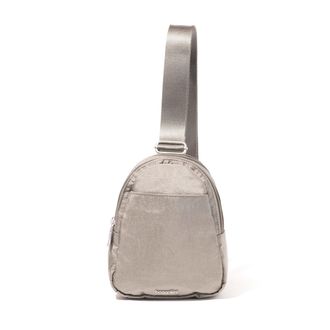 Baggallini Mini-Schlinge mit doppeltem Rei&szlig;verschluss, Sterling Shimmer, Einheitsgr&ouml;&szlig;e