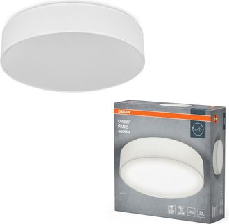 Osram ORBIS PARIS Deckenleuchte 400mm, weiß, 2XE27-Sockel, kann mit smarter Lampe bestückt werden, hochwertiges, modernes Design, mit Stoffschirm, geeignet 