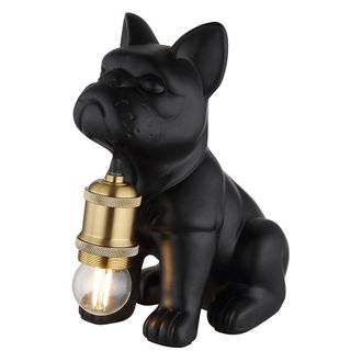 Globo Lighting Tischleuchte Hund schwarz kupfer Beistellleuchte Tierfigur Tischlampe Keramik, Metall, E27 Fassung, LxBxH 19,5x12,5x24 cm