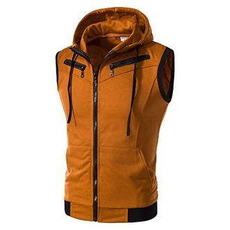 Generic TDEOK Gilet de sport pour homme avec capuche - Veste &agrave; capuche - D&eacute;bardeur &agrave; capuche - Gilet dext&eacute;rieur - Gym - Fitness - Sweat &agrave; capuche sans manches
