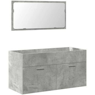 vidaXL Armoire de bain avec miroir gris béton bois dingénierie vidaXL