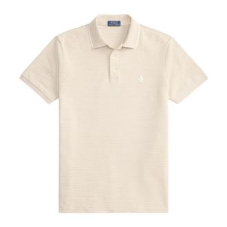 Ralph Lauren Custom Slim Striped Stretch Mesh Polo - - Tops - Herren - Beige - 2XL