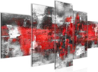 Runa Art Bilder Abstrakt 200 x 100 cm 5 Teilig XXL Wanddekoration Design Rot Grau 033851c