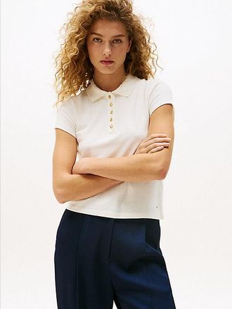 Tommy Hilfiger Polo ajusté à boutons dorés