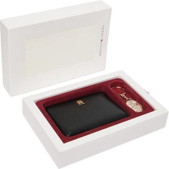 Tommy Hilfiger Geldb&ouml;rse und Schl&uuml;sselanh&auml;nger Set Th Gifting Med Za + Charm AW0AW18955 Schwarz