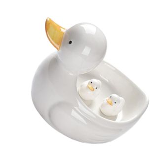 Milisten Keramik Essst&auml;bchenhalter Satz mit Kleinem Enten Sch&auml;lchen Kompakt Glatt und Pflegeleicht K&uuml;chenzubeh&ouml;r f&uuml;r Essst&auml;bchenablage und St&auml;nder