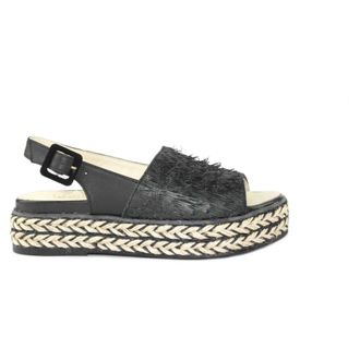 Espadrilles Flat Sandalen - - Shoes - Damen - Schwarzk - 36 EU
