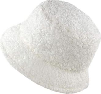 Generic Femmes Hiver Seau Chapeau Cloche Chapeaux Laine Chaude Casquette Ext&eacute;rieur Chapeau de P&ecirc;cheur Imprim&eacute;, Blanc., taille unique