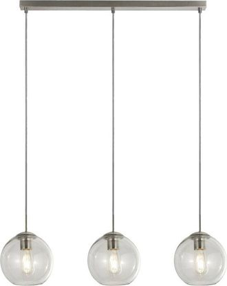 Searchlight 3 Licht Anhänger Bar Satin Silber, Glasschirm, E27 - Searchlight