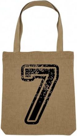Fabulous Sac Shopping Tote Bag Aspect Lin - Num&eacute;ro de Maillot 7 Noir Sport Football Basketball - Sac de Courses Toile Epaisse 360g Beige Naturel Cabas Port&eacute; Ep