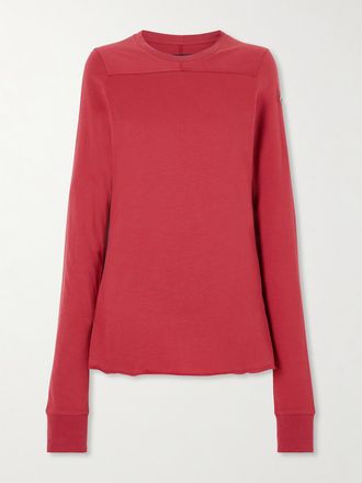 Rick Owens T-shirt &Agrave; Manches Longues En Jersey De Coton &Agrave; Appliqu&eacute; Girder X Moncler - Rouge