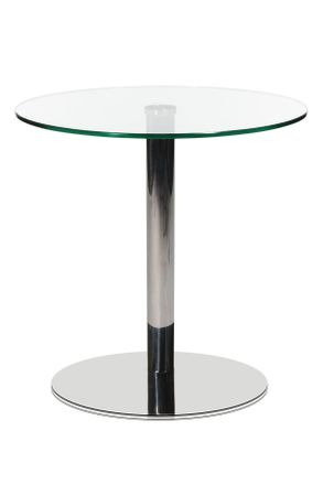 Topstar Wagner W-Table Beistelltisch, Runde Glasplatte, Chroms&auml;ule mit Aluminiumfu&szlig;, Modern Design (Rund)