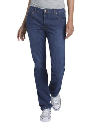 Dickies Damen Perfect Shape Denim Straight Stretch Jeans, Stonewashed, Indigoblau, 42