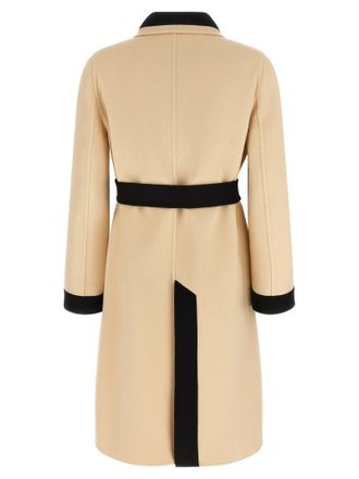 Valentino Garavani Contrast-Trim Wool Coat - Cream