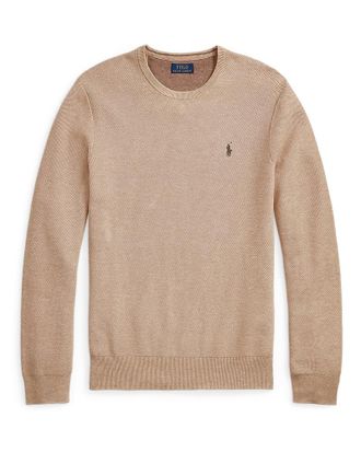 Ralph Lauren Leichter Rundhalspullover in Perlstrick mit Poloreiter-Stickerei in