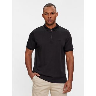 Calvin Klein Poloshirt Smooth Cotton Welt Zip Polo K10K112754 Schwarz Regular Fit