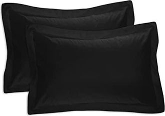 Fresh Ideas Popeline, maßgeschneiderte Kissenbezüge, Kingsize, Schwarz, 2 Stück