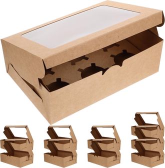 Aboofan 10st&uuml;cke Cupcake Boxen Mit Fenster Aus Papier Ei Torte Verpackung Boxen F&uuml;r Cupcakes Eierkuchen Geb&auml;ck B&auml;ckerei- Muffin-donut