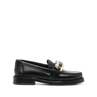 Moschino Schwarze Leder Loafers f&uuml;r Frauen - - Shoes - Damen - Schwarzk - 38 EU