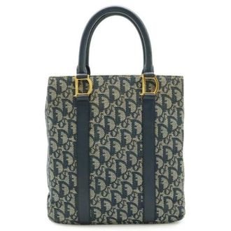Dior Sac bandouli&egrave;re Trotter Jacquard toile cuir Pre-owned - Femme - Pre-owned - Bleu - Taille: ONE Size